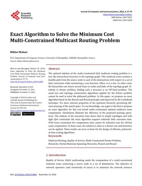 pdf exact algorithm to solve the minimum cost multi m molnar 59