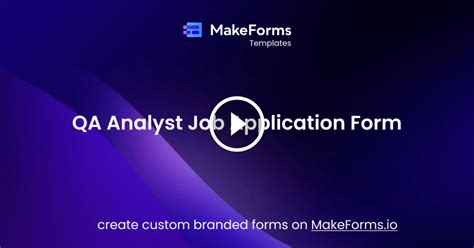 Qa Analyst Job Application Form