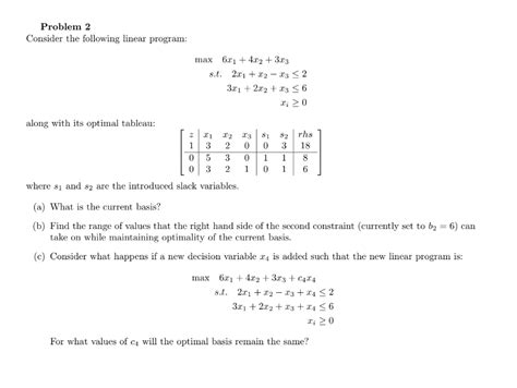 problem 2 consider the following linear program