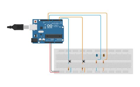 Circuit design Using Push Buttons - Tinkercad
