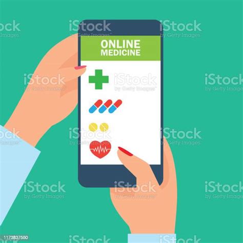 주문 온라인 의학 에 스마트 폰 응용 프로그램 스톡 일러스트 개념에 대한 스톡 벡터 아트 및 기타 이미지 개념 건강 진단 건강관리와 의술 Istock