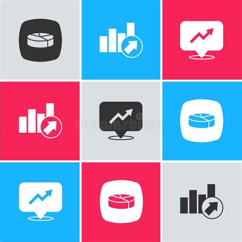 Set Pie Chart Infographic Financial Growth And Icon Vector Stock Illustration Illustration