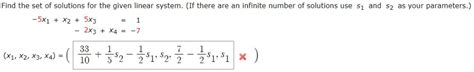 solved find the set of solutions for the given linear
