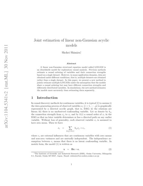 Joint Estimation Of Linear Non Gaussian Acyclic Models Deepai