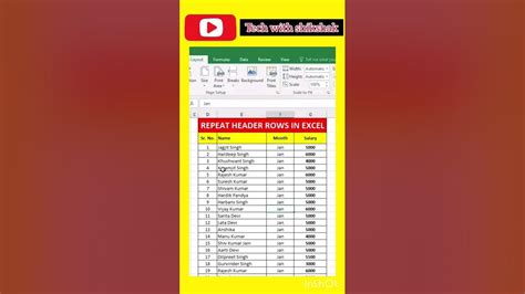 How To Repeat Header Row In Excel Excel Exceltutorial Youtube