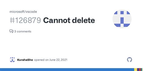 Cannot Delete Issue Microsoft Vscode GitHub