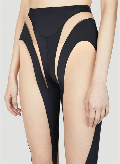 Mugler Sheer Cut Out Leggings In Black Mugler
