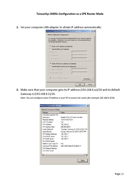 Taiwansys Routed Mode Configuration Steps Pdf Ip Address Router
