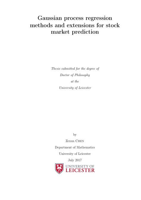 PDF Gaussian Process Regression Methods And Extensions For Stock