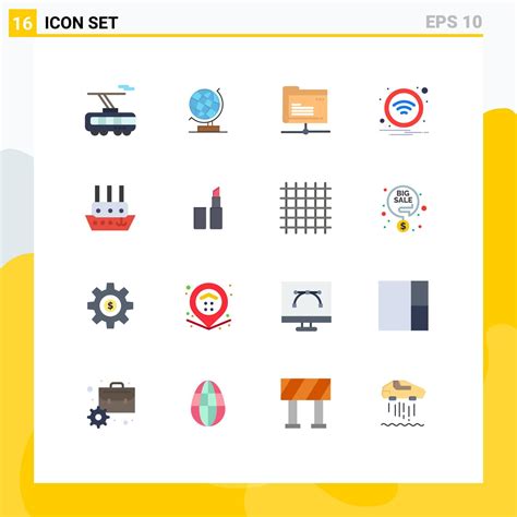 Set Of 16 Modern Ui Icons Symbols Signs For Steamboat Sign Data Wireless Technology Editable