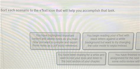 Solved Sort Each Scenario To The Etext Icon That Will Help