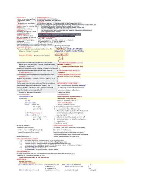 Cheatsheet for OOP244 | PDF | Method (Computer Programming ...