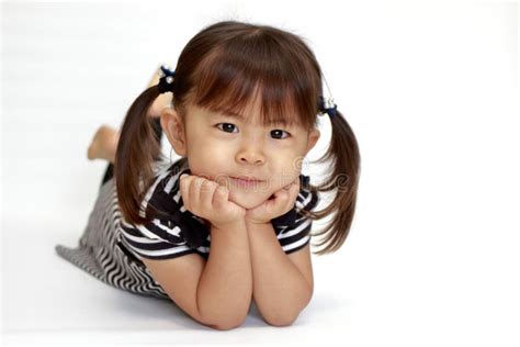 Lying Japanese Girl With Sucking Her Finger Stock Image Image Of