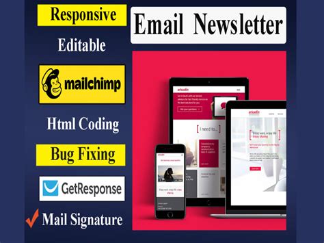 Editable Responsive Mailchimp Newsletters Email Template Design Upwork