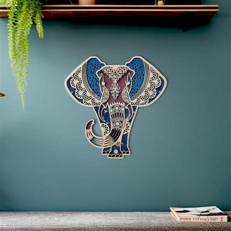 Elephant Mandala Art Woody Wall Decor Arts