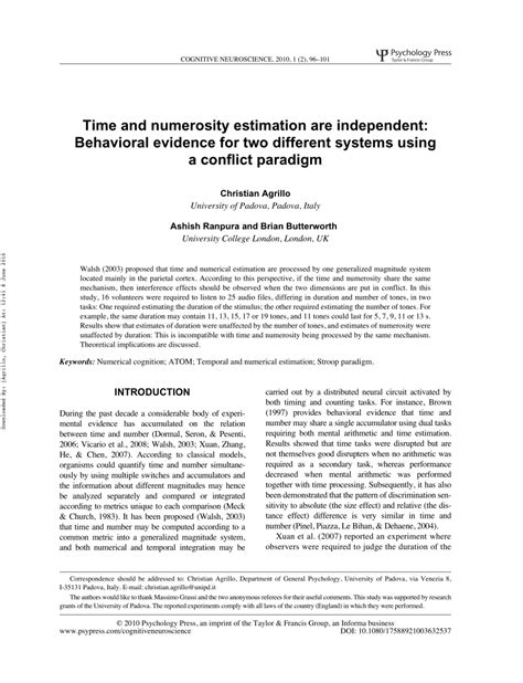 Pdf Time And Numerosity Estimation Are Independent Behavioral