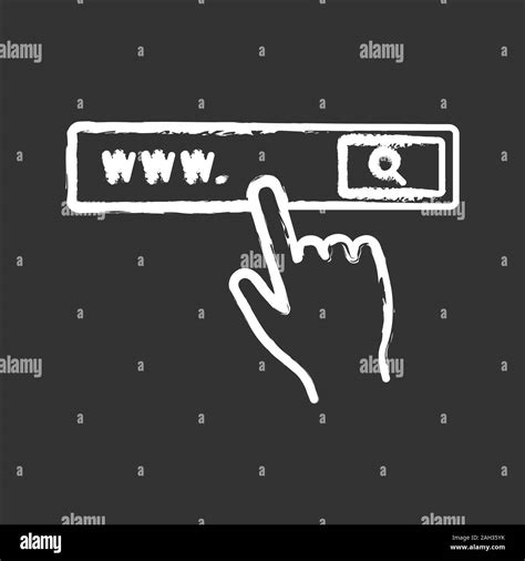 Search Bar Button Chalk Icon Internet Surfing Internet Browser Hand Pressing Find Button