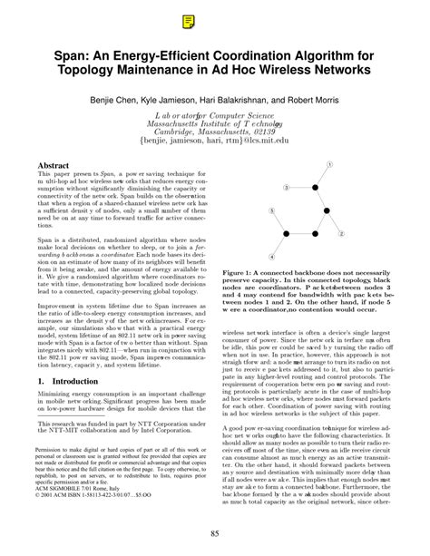 Pdf Span An Energy Efficient Coordination Algorithm For Topology