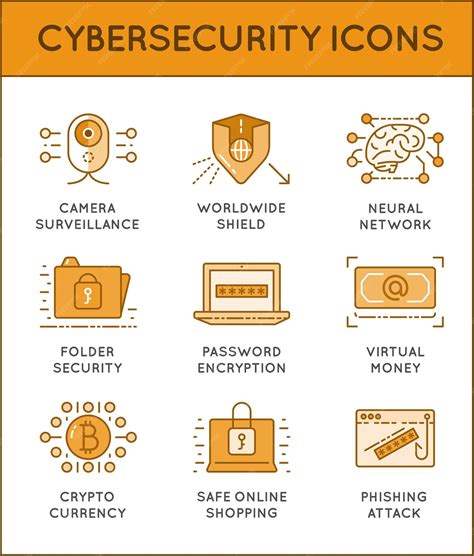 Premium Vector Cyber Security Thin Line Icons Set Computer Network