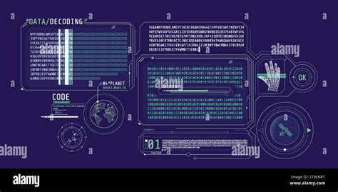 Hud Interface Design For Decoding Satellite Data Stock Vector Image