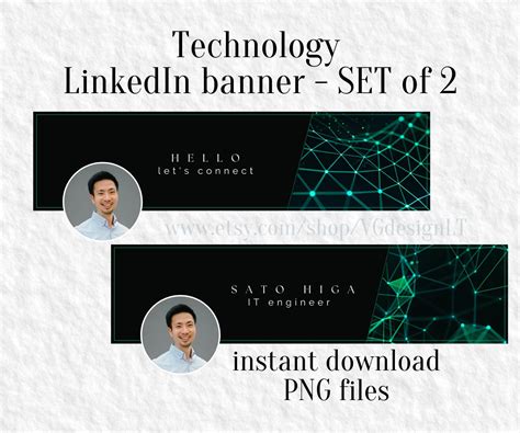 Professional Linkedin Banner Black And Green Tech Design Png Digital