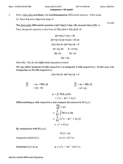 Assignment 1 Pdf Nonlinear System Equations