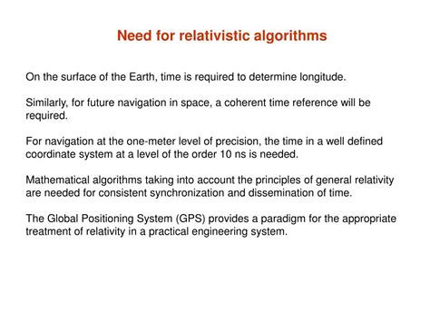 Ppt Relativistic Transformations For Time Synchronization And
