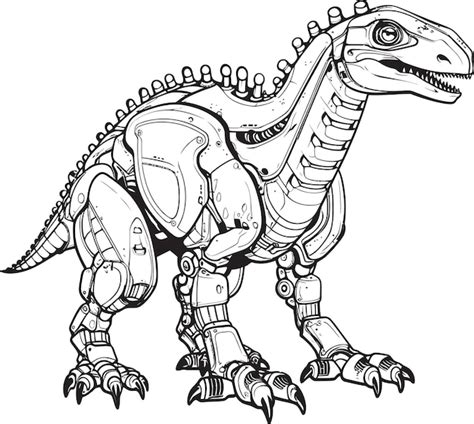 Robo Dino Symbol Vector Black Logo Icon Design For Futuristic Dinosaur Robotics Evolution