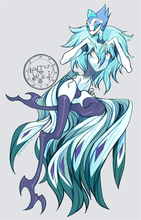 Rule 34 Andrealphus Helluva Boss Anthro Artist Name Avian Bird Blue Eyes Blue Hair Blush