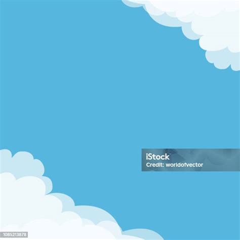 푸른 하늘입니다 모서리 프레임 서식 파일에 구름 흐린 날씨입니다 Cloudshape입니다 평면 디자인입니다 배경입니다 격리 0명에 대한 스톡 벡터 아트 및 기타 이미지
