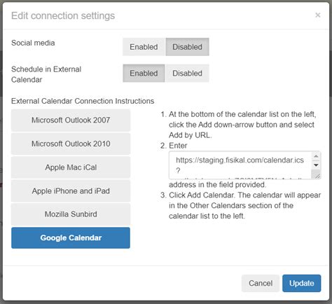 How To Connect Fisikal To Your External Calendar