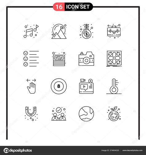 Modern Set Outlines Symbols Emojis List Investment Format Briefcase Editable Stock Vector Image