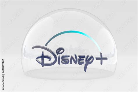 Disney Plus Acrylic Glass Logo And Disney Plus Icons Copy Space Stock