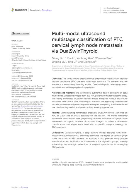 pdf multi modal ultrasound multistage classification of ptc cervical