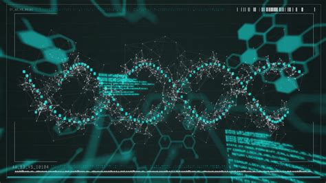 premium stock video processing scientific data dna strand and binary