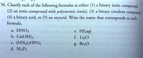solved classify each of the following formulas as either 1 binary