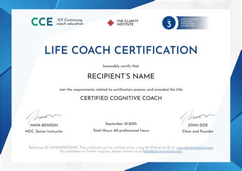 Professional And Crisp Life Coaching Certificate Template