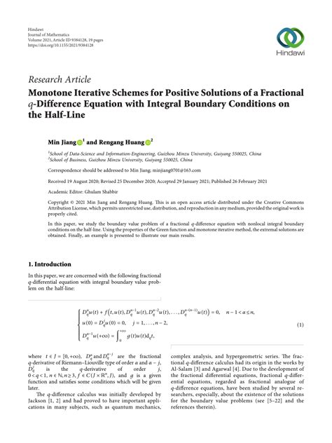 Pdf Monotone Iterative Schemes For Positive Solutions Of A Fractional