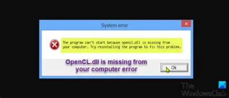 OpenCL Dll Is Missing Or Not Found Error On Your Computer