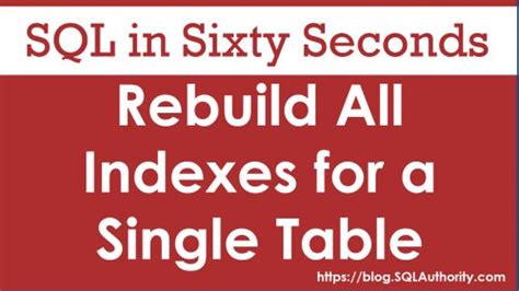 rebuild all indexes for a single table sql in sixty seconds 086
