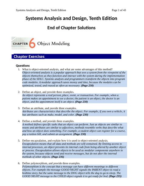 Systems Analysis And Design Tenth Edition End Of Chapter Solutions Chapter 6 Object Modeling