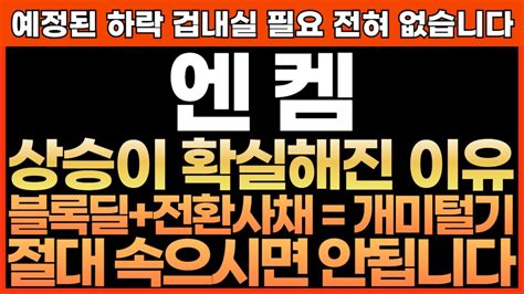 엔켐 주가전망 예정된 하락 겁내실 필요 전혀 없습니다 상승이 확실해진 이유 블록딜 전환사채 개미털기 절대