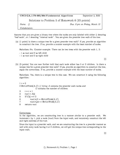 Ps6 Assign Fundamental Algorithms September 3 2020 Solutions To