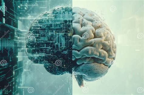A Digital Brain Merges Seamlessly With Circuits And Chips Illustrating The Fusion Of Human