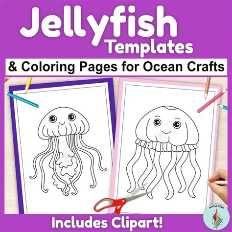 Jellyfish Template Set Printable Black And White Outlines