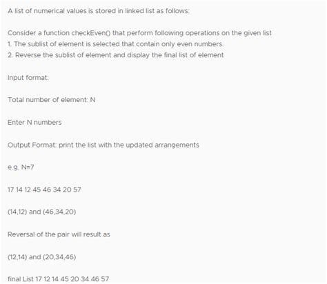 Solved A List Of Numerical Values Is Stored In Linked List