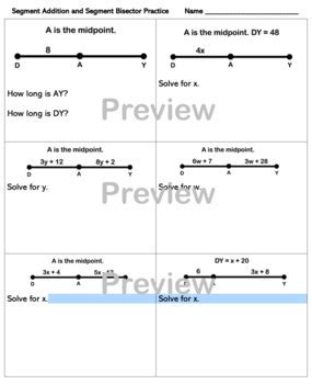 Segment Addition And Segment Bisectormidpoint Worksheet By Ashley Aldinger