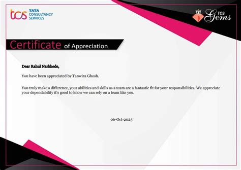 Rahul Narkhede On Linkedin Tcs Teamwork Certificate