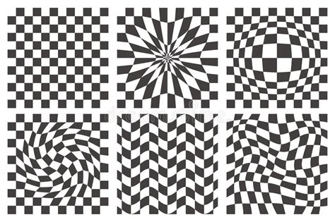 Checkerboard Wavy Patterns. Abstract Chess Square Print. Black and ...