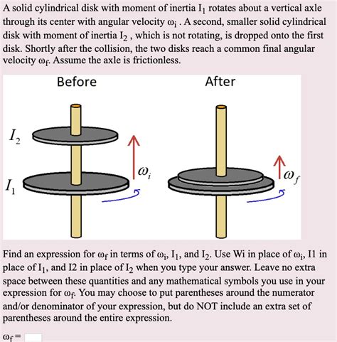 solved a solid cylindrical disk with moment of inertia i] rotates about a vertical axle through
